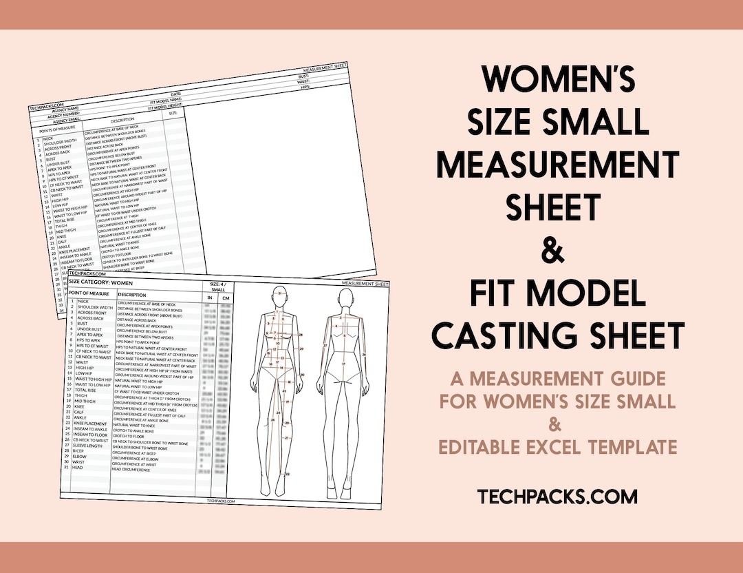 Apparel Measurement Sheet for Women • Size Small + Fit Model Casting ...