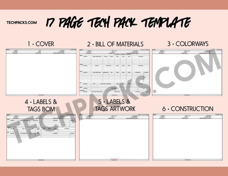 Apparel Tech Pack • 17 Page Tech Pack Template + Free How to Tech Pack ...