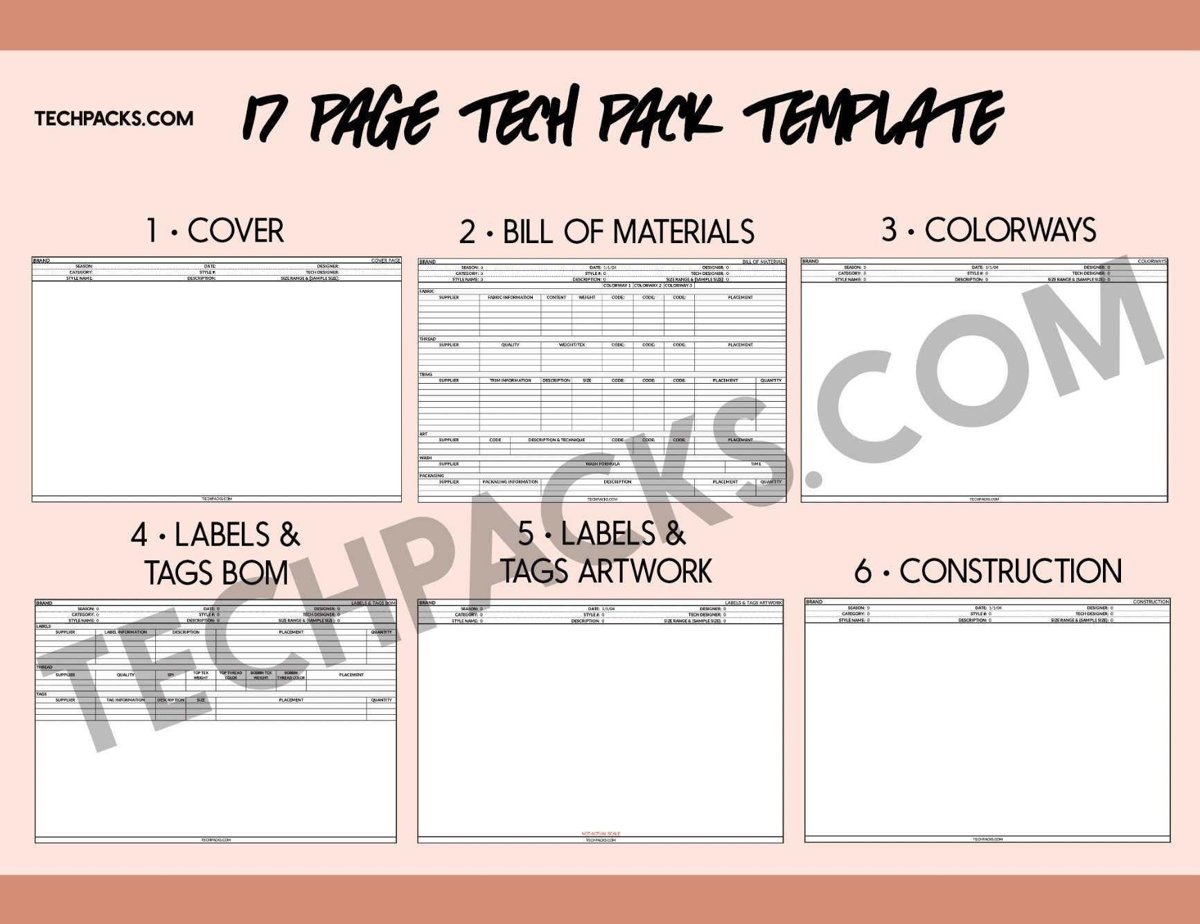 Apparel Tech Pack • 17 Page Tech Pack Template + Free How to Tech Pack ...