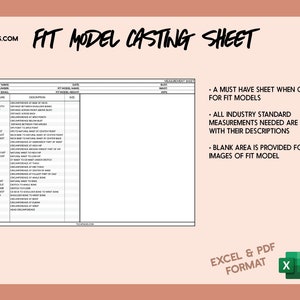 Apparel Measurement Sheet for Women • Size Small + Fit Model Casting ...