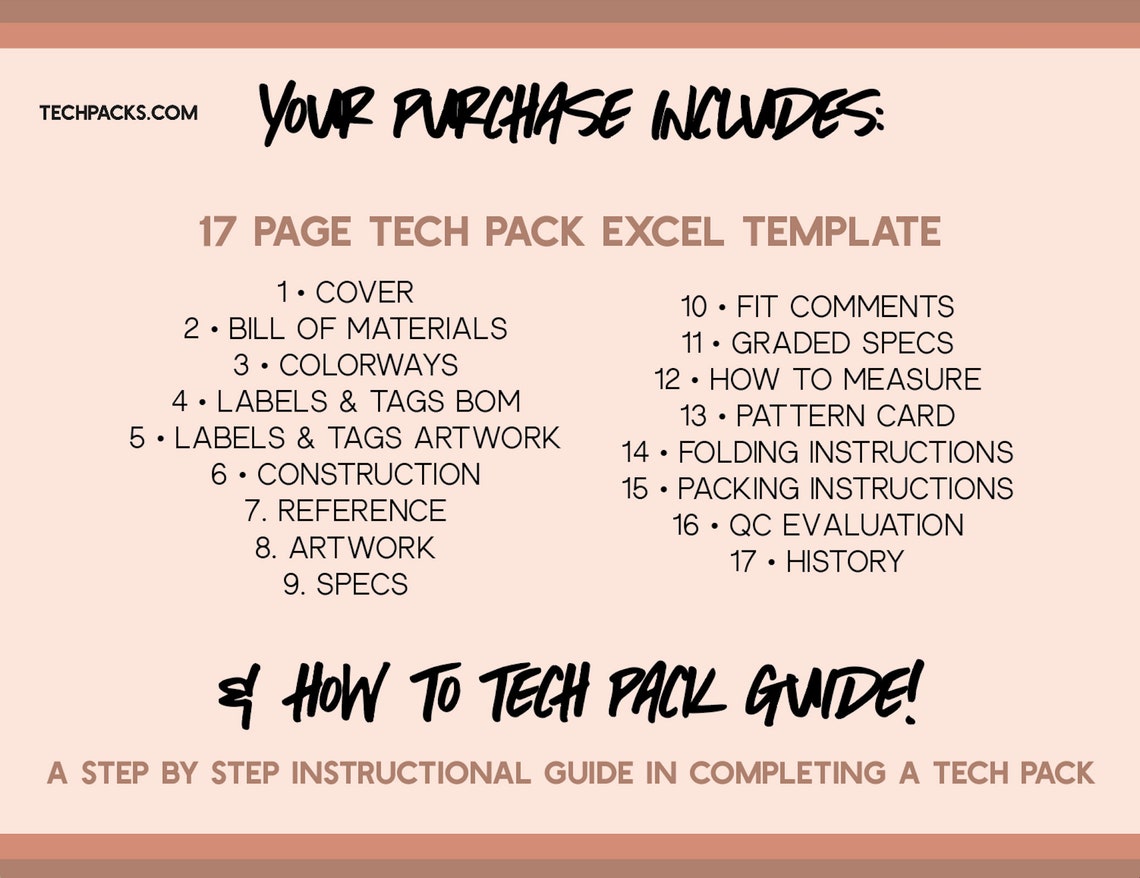 Apparel Tech Pack 17 Page Tech Pack Template Free How to - Etsy
