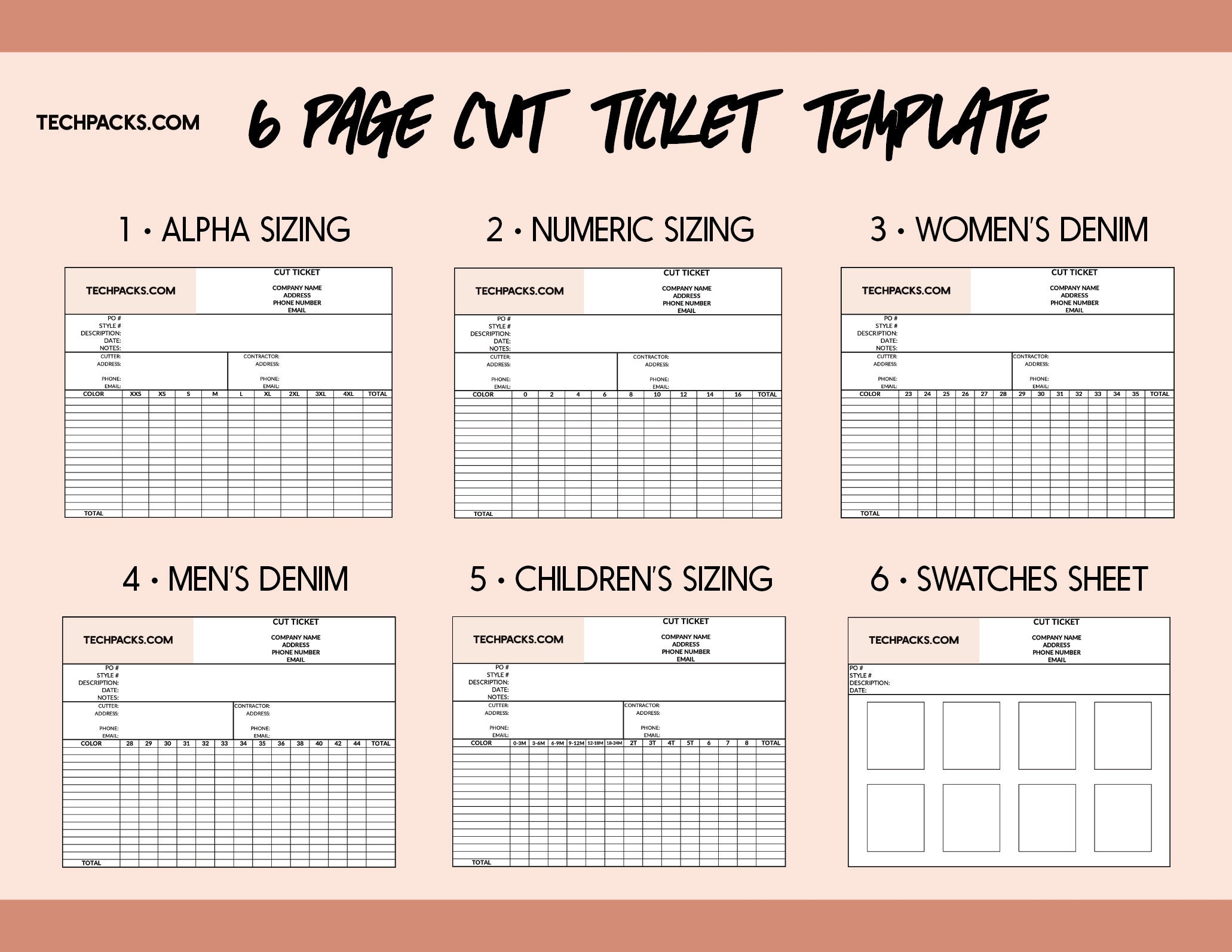 Apparel Cut Ticket • 6 Page Template + Free How to Complete a Cut ...