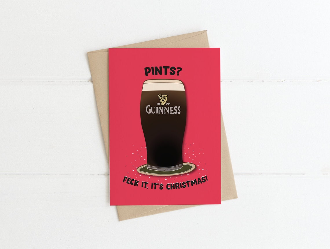 IRISH CHRISTMAS CARD Pints Feck It It's Christmas - Etsy
