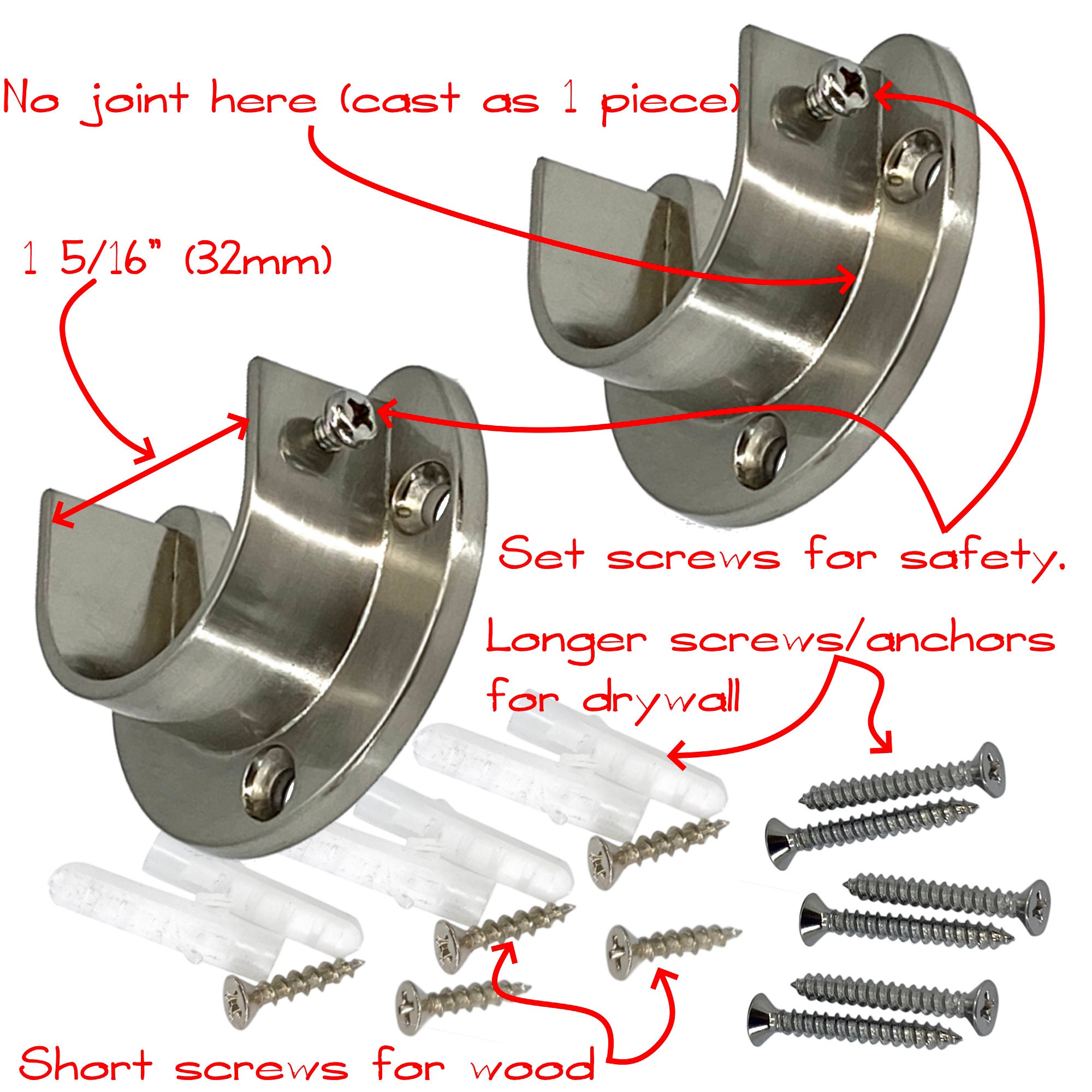 Custom Cut Closet Rod - 1 5/16" Diameter - Satin Nickel - Etsy