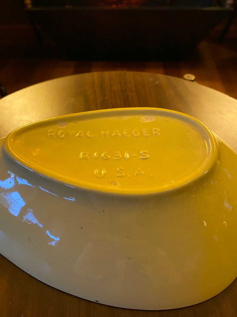 Vintage Royal Haeger Yellow & Brown Pottery Leaf Serving/display Bowl ...