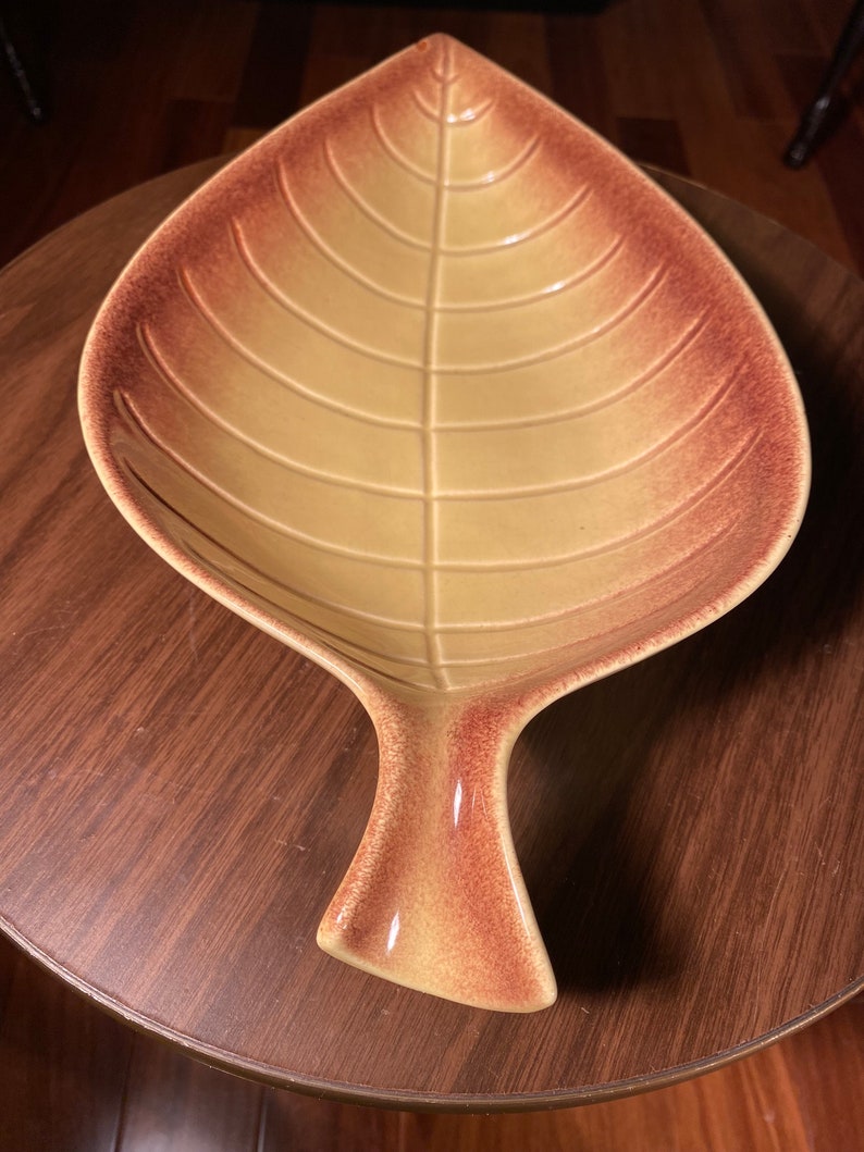 Vintage Royal Haeger Yellow & Brown Pottery Leaf Serving/display Bowl ...