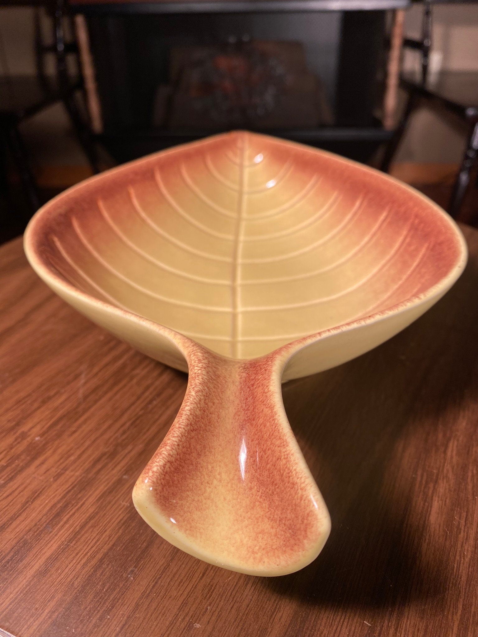 Vintage Royal Haeger Yellow & Brown Pottery Leaf Serving/display Bowl ...