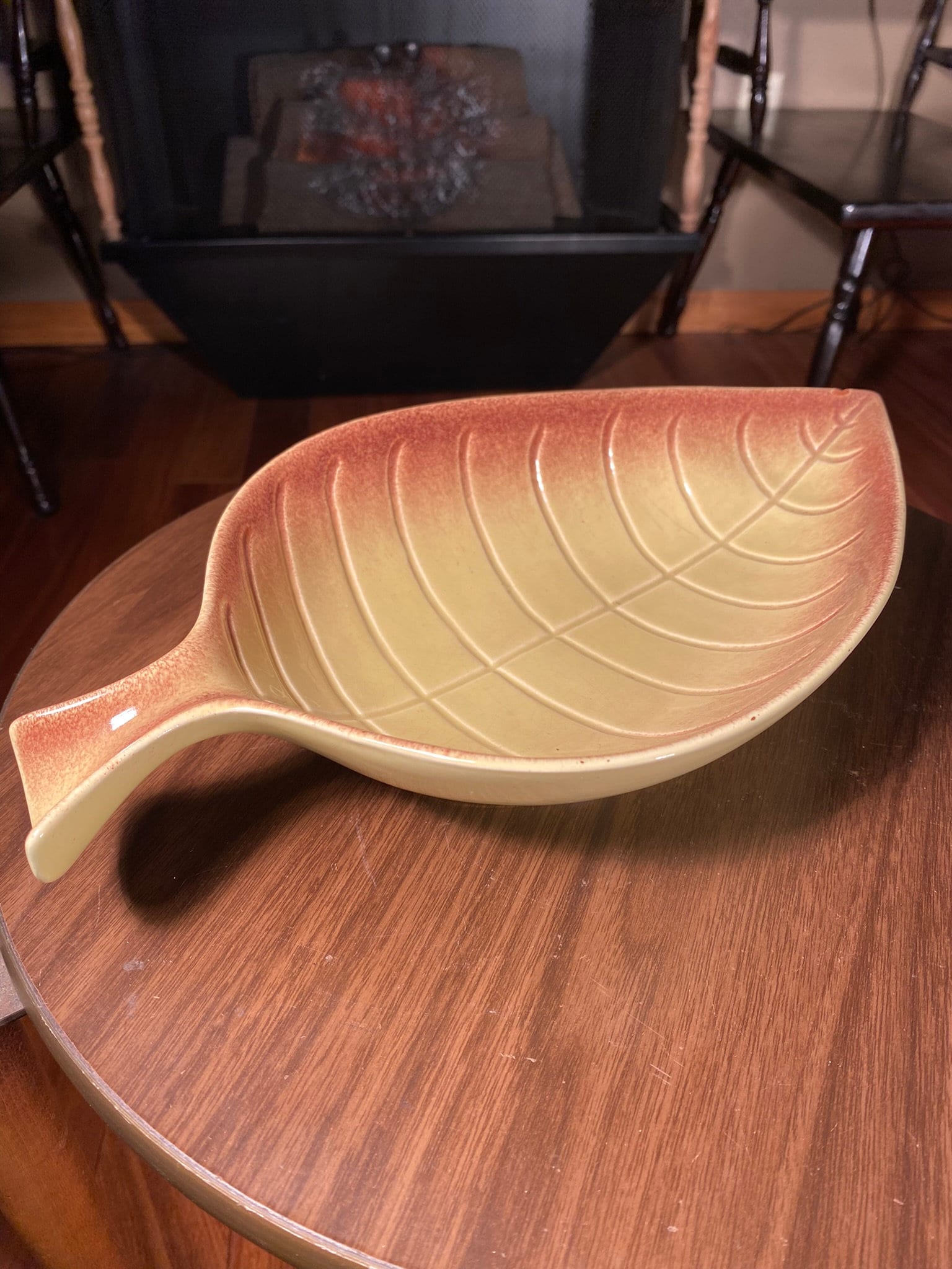 Vintage Royal Haeger Yellow & Brown Pottery Leaf Serving/display Bowl ...