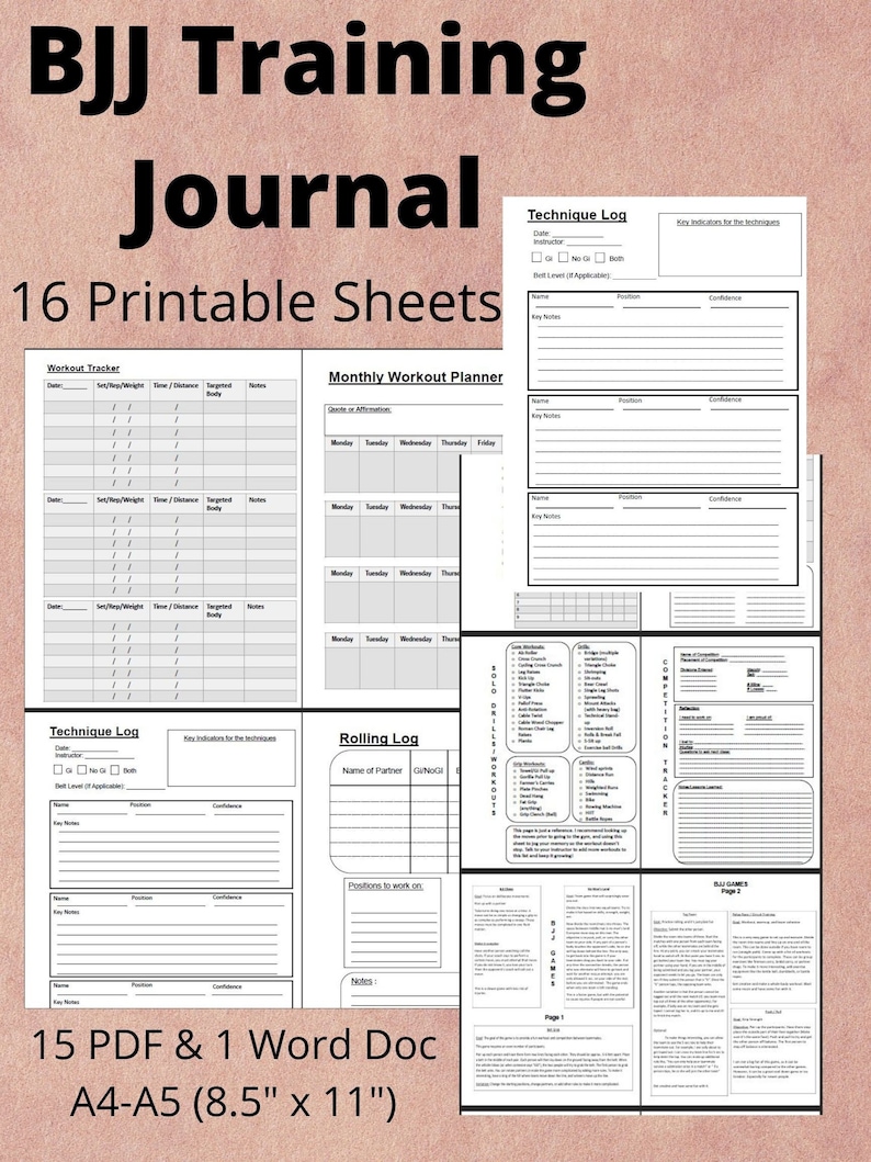 Brazilian Jiu Jitsu Training Journal - Etsy