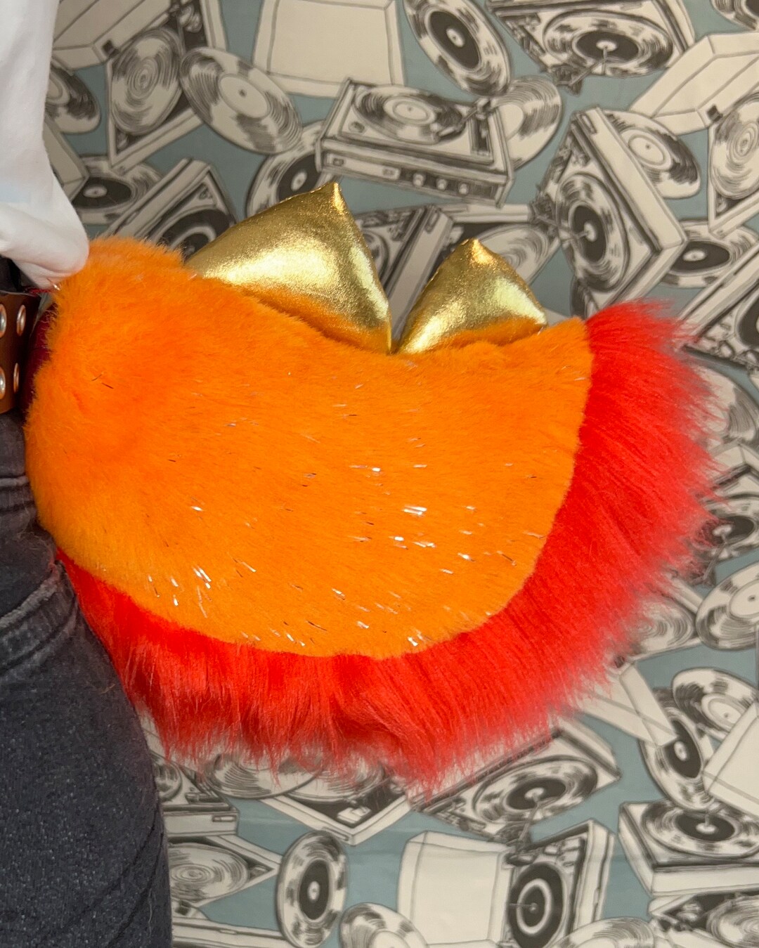 Orange Red and Gold Dino Fursuit Nub Tail—spiked Dinosaur Short Costume ...