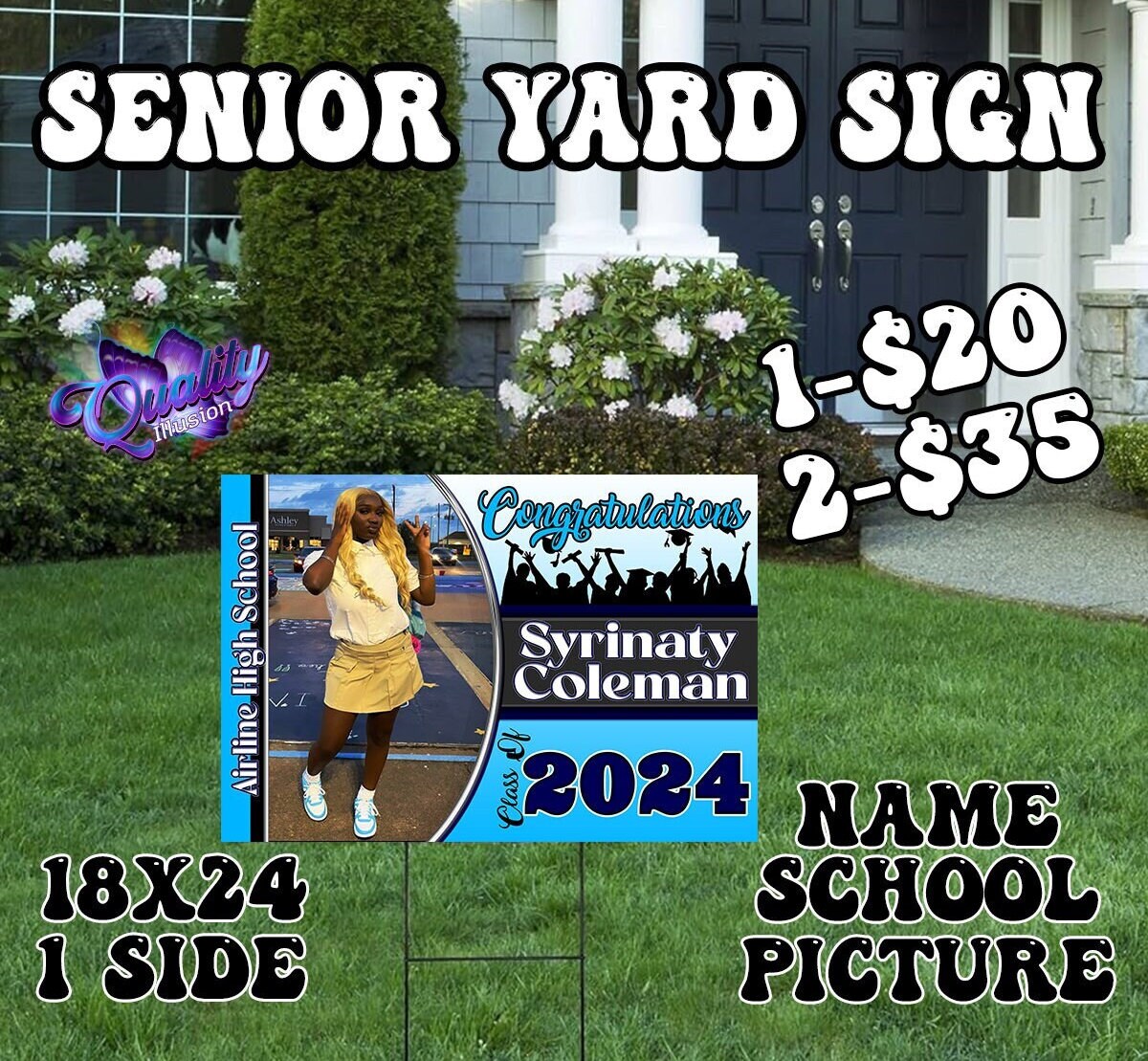 Customizable High School Yard Sign/ Class of 2024 High School Senior - Etsy