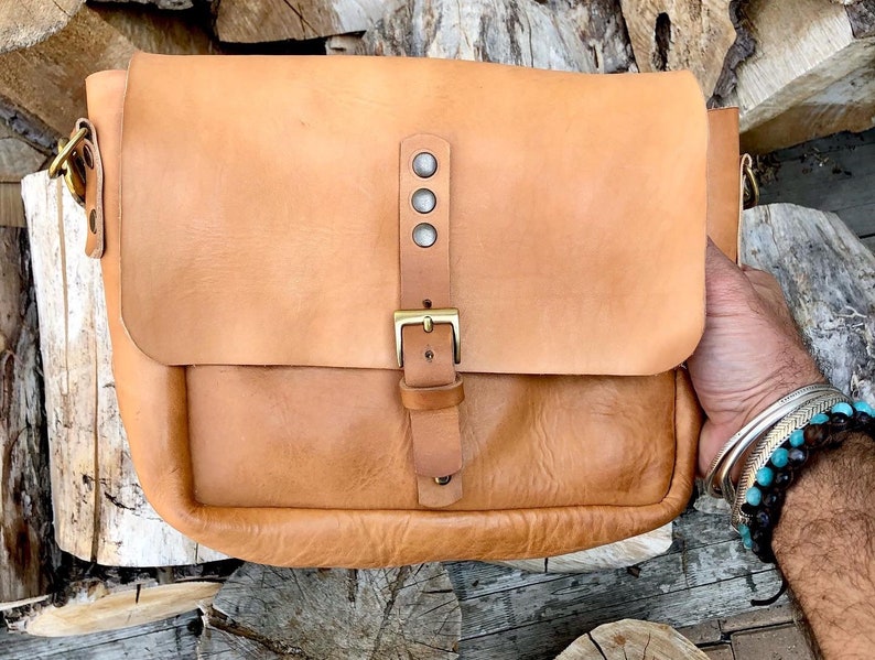 Italian Leather Bag, Vintage Style, Shoulder Bag, Postman Bag, Café ...