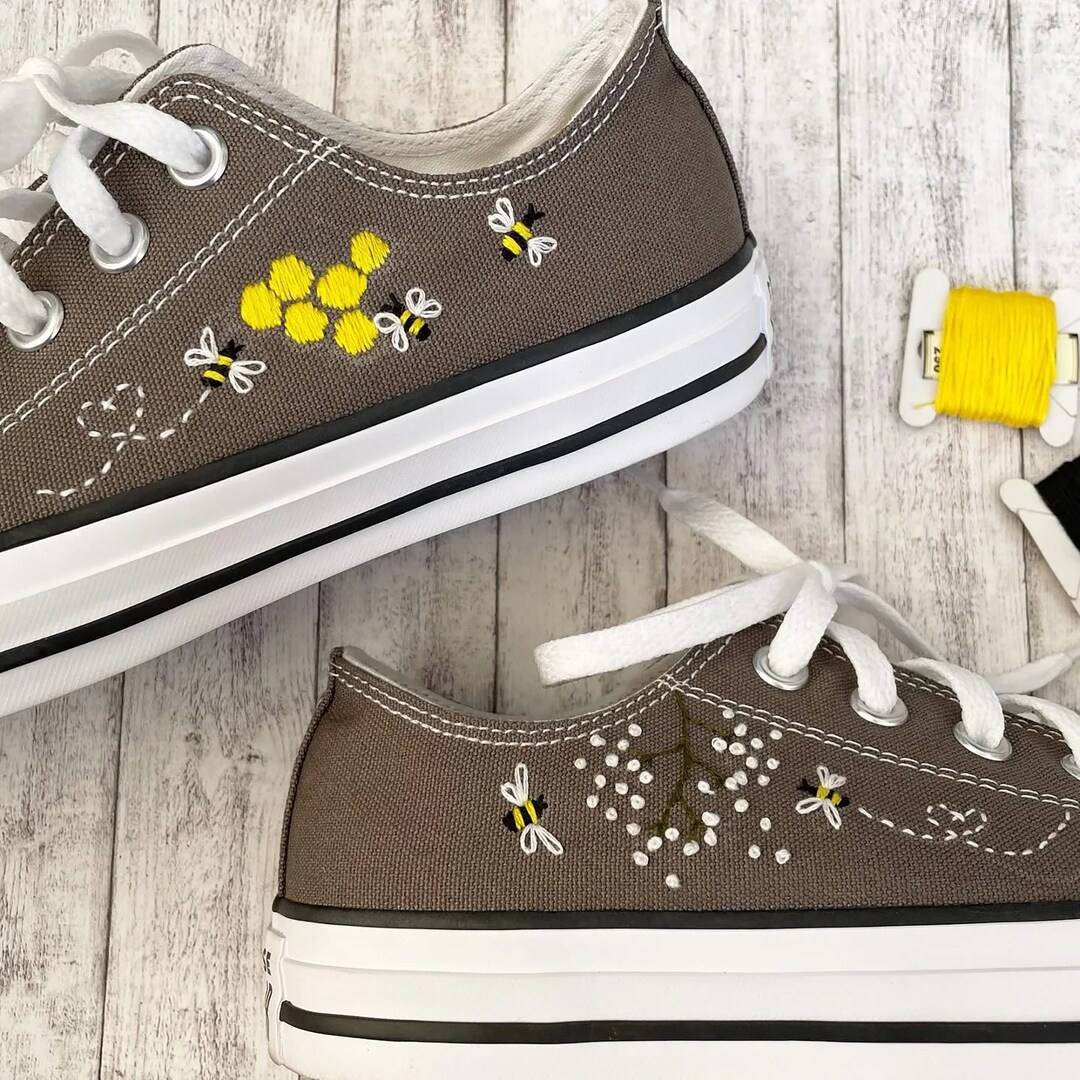 Custom Embroidery Converse Sports Shoes Converse Low Top Floral ...