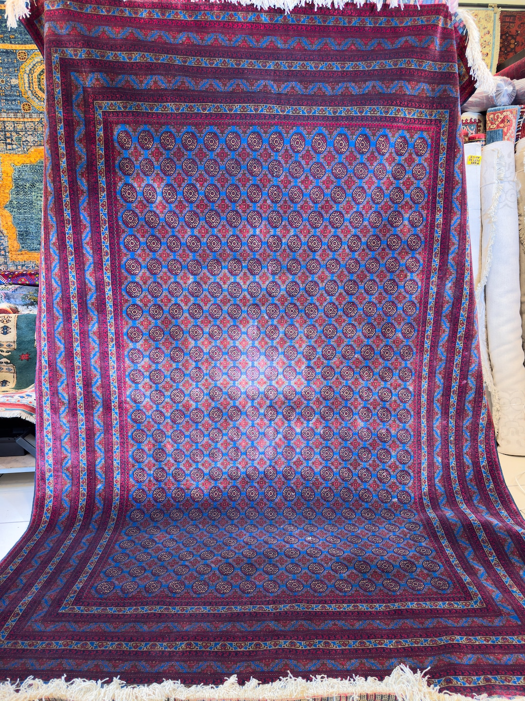 Hand Knotted Khoja Roshnai Rug Bukhara and Turkmen Patterns 60x60 Weave ...