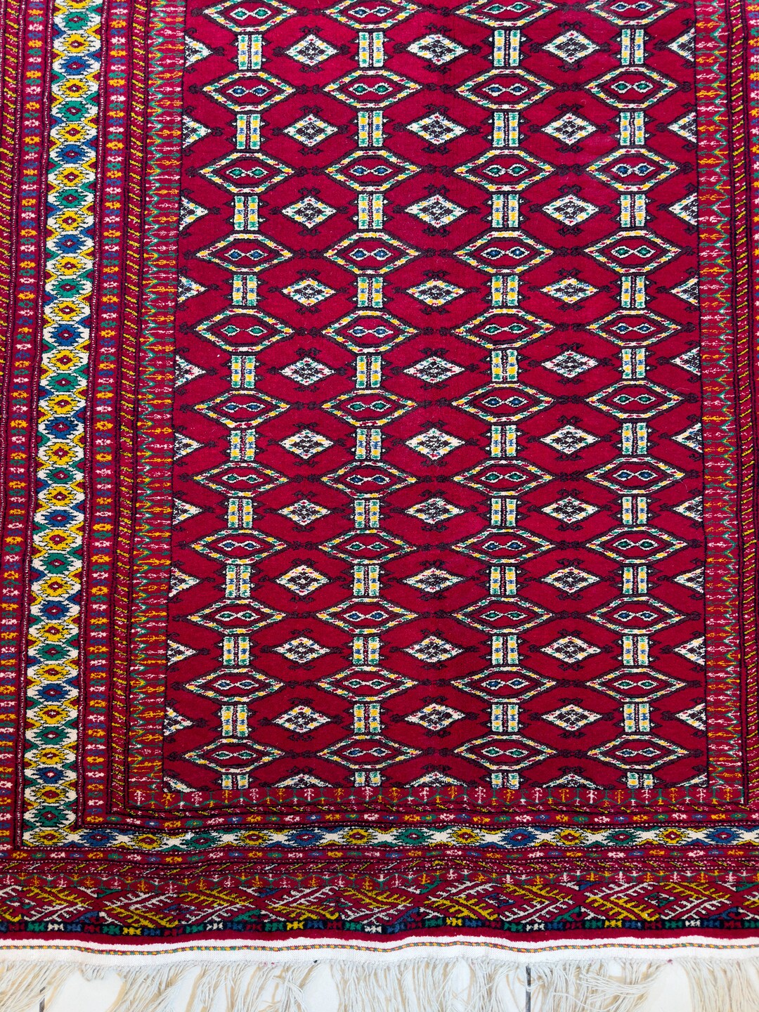 Hand Knotted Turkmen Carpet, Authentic Buhara Motifs, Natural Wool ...