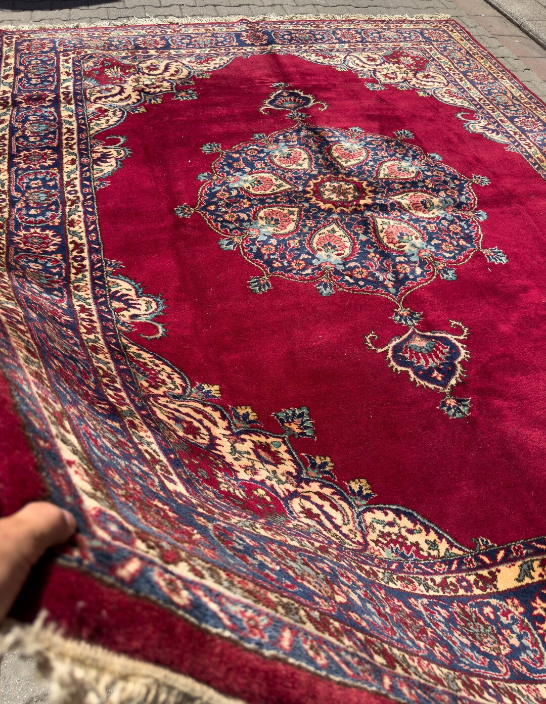 Handmade Turkish Isparta Rug, Red Medallion Wool Carpet (11x9 Ft) - Etsy