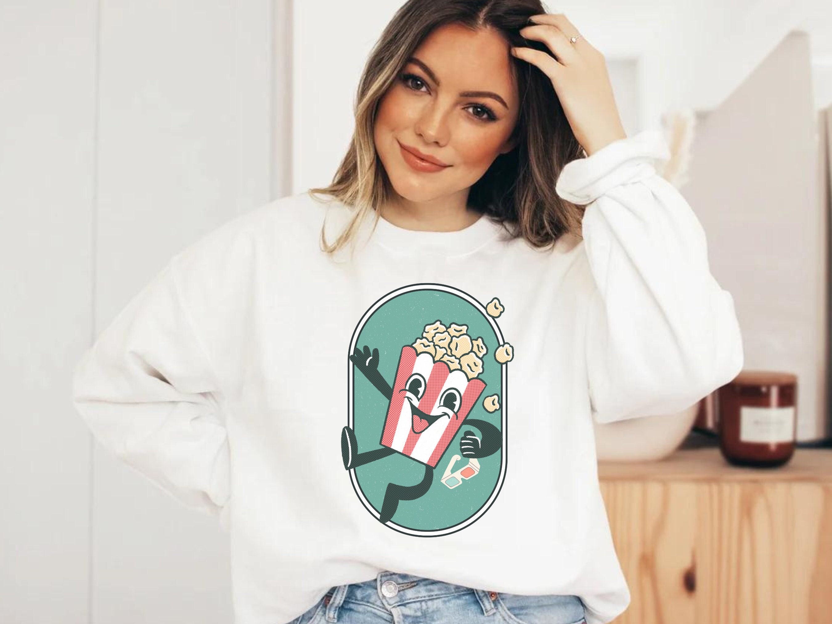 Old Fashioned Popcorn Sweatshirt,vintage Movie Popcorn, Funny Old ...