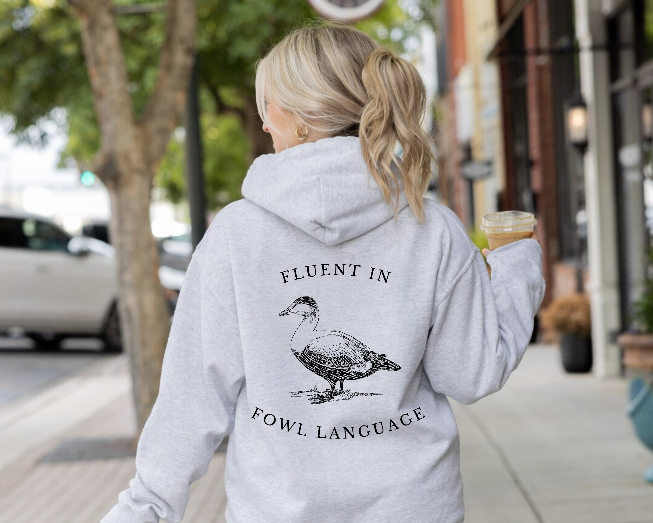 Duck Sweatshirt Fluent in Fowl Language, Funny Duck Hoodie for Farmer ...