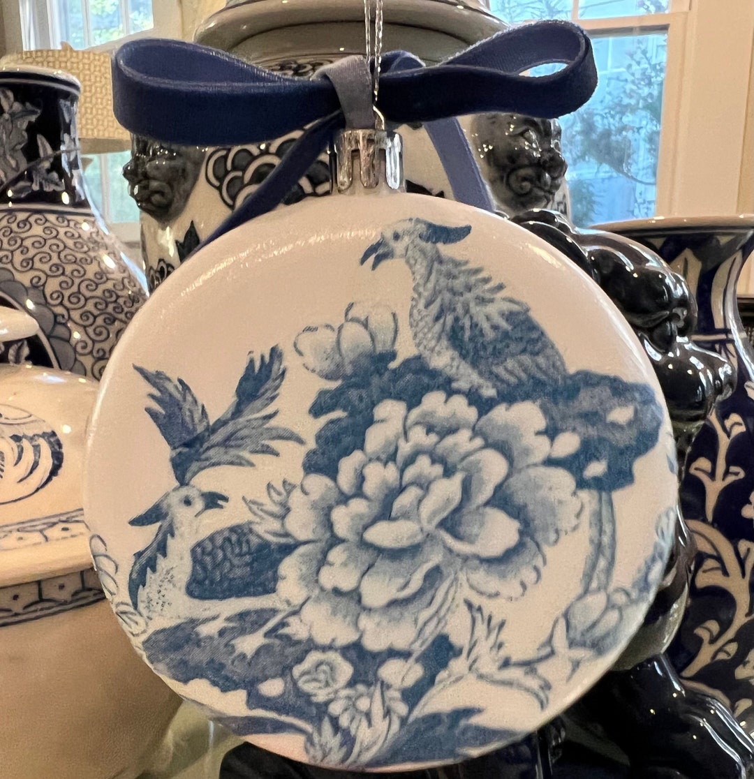 Chinoiserie Christmas Ornaments blue Willow Theme - Etsy