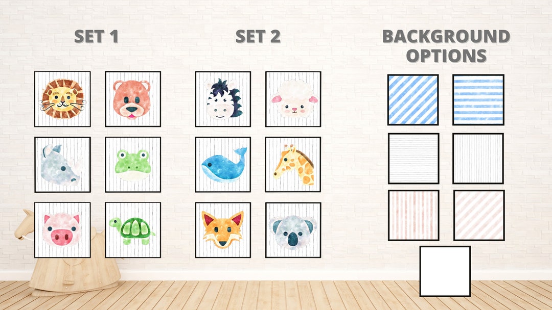 Baby Wild Animals Print Set of 6, Printable Nursery Wall Art Decor ...