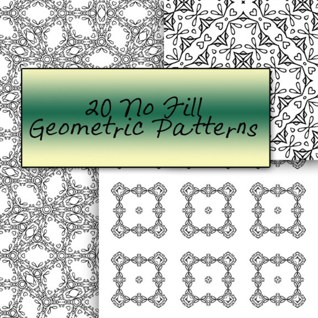 20 Geometric Patterns With No Background so You Can Color Them as You ...