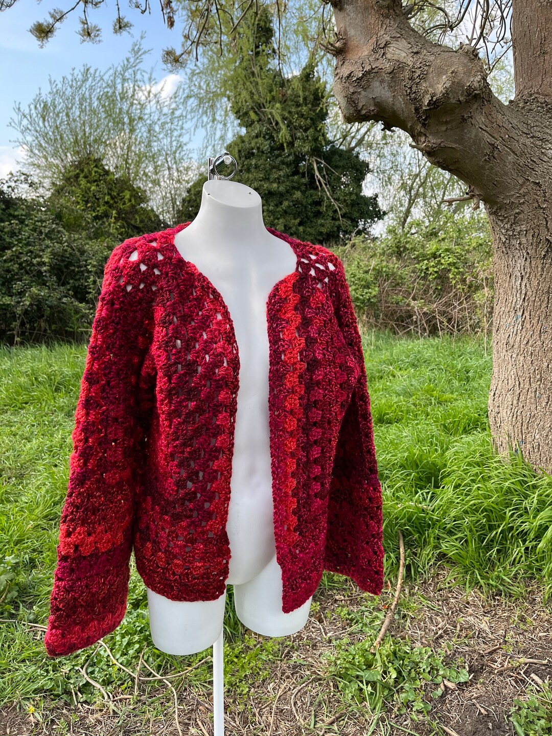Red Crochet Hexi Cardigan - Etsy