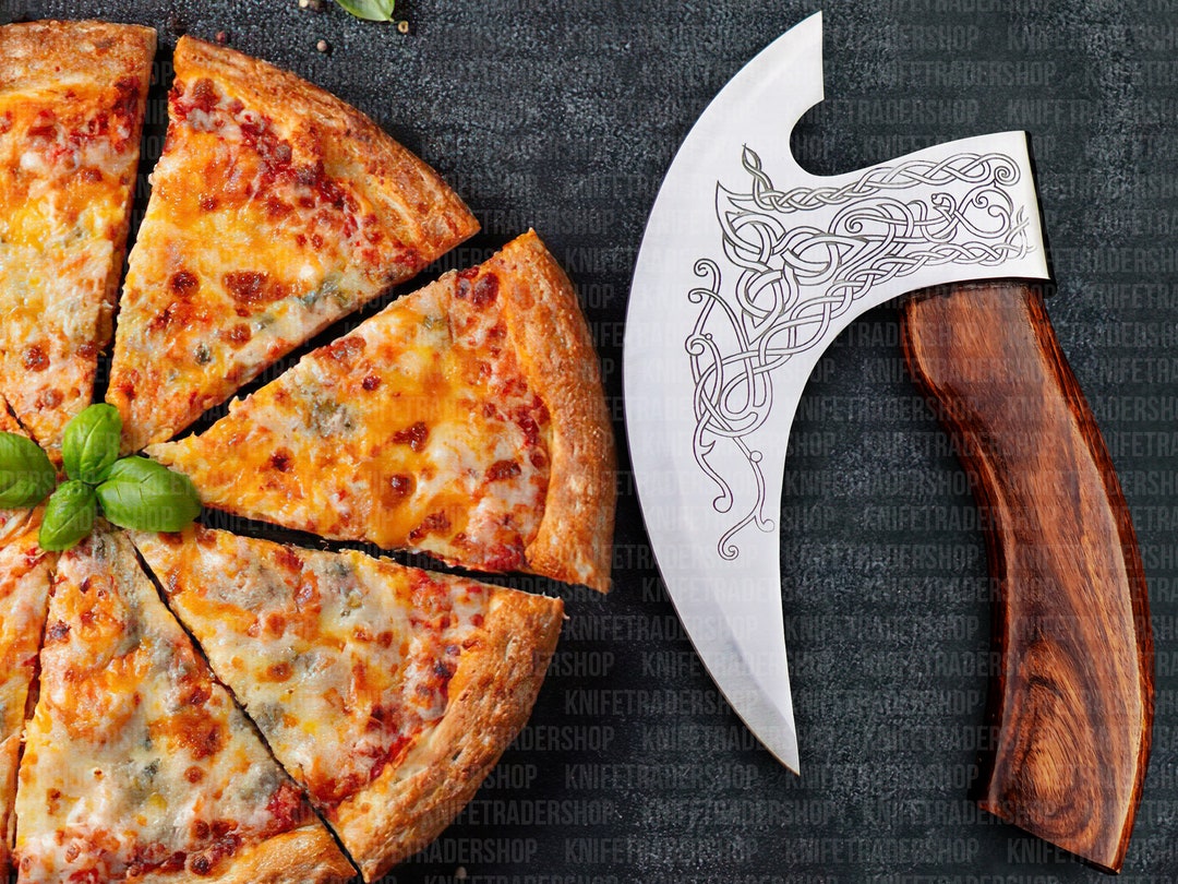 Handmade Viking Axe, Unique Pizza Cutter Axe With Leather Sheath, Best ...