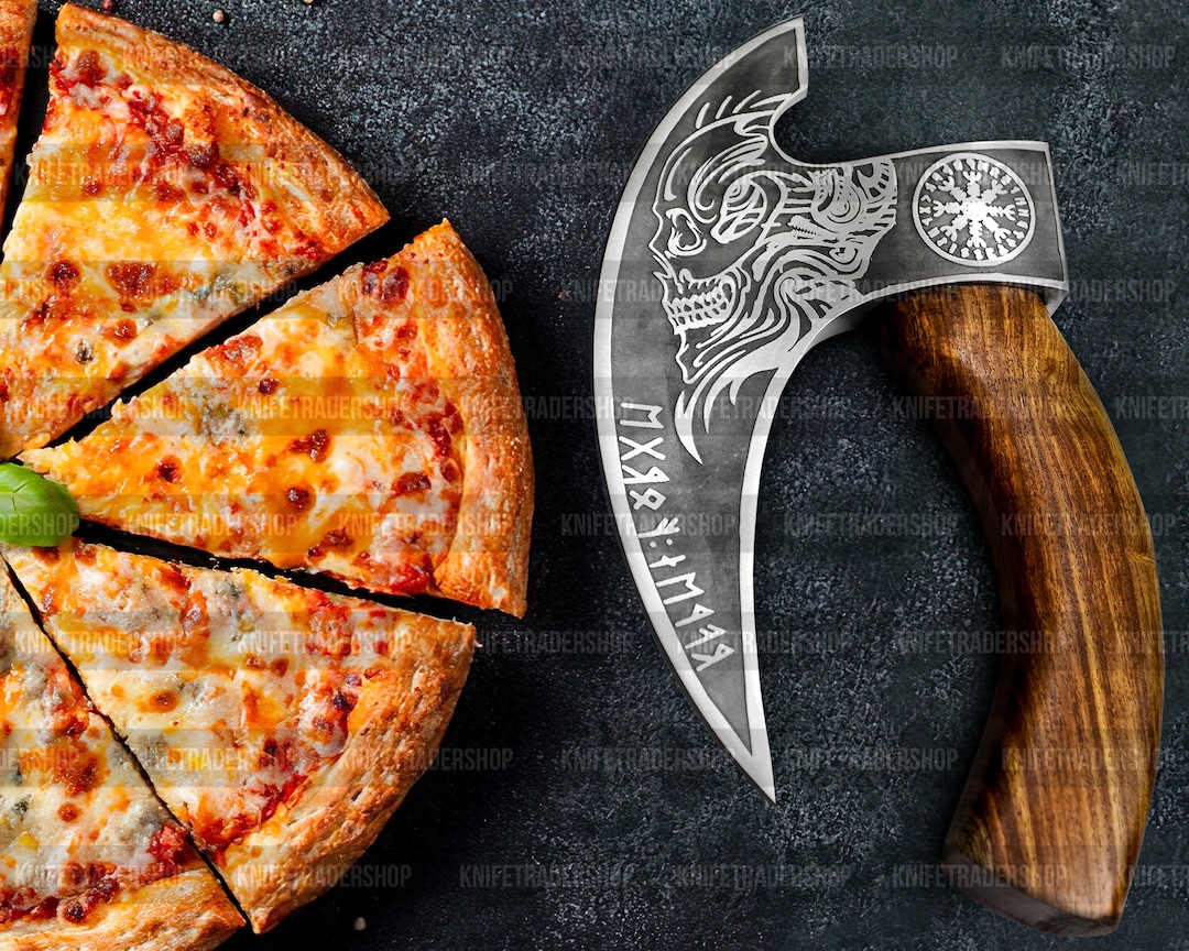 Viking Pizza Cutter Axe – Handmade Stainless Steel & Wood Handle ...