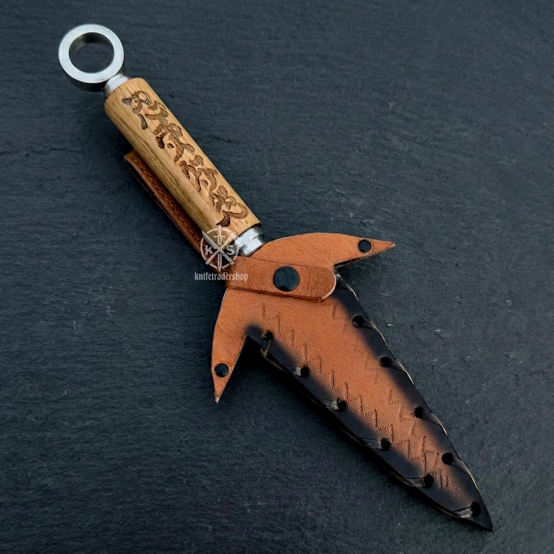 Custom Kunai Knife With Leather Sheath | Stainless Steel Ninja Knife - Etsy