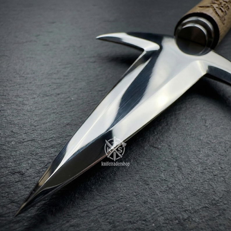 Custom Kunai Knife With Leather Sheath | Stainless Steel Ninja Knife - Etsy