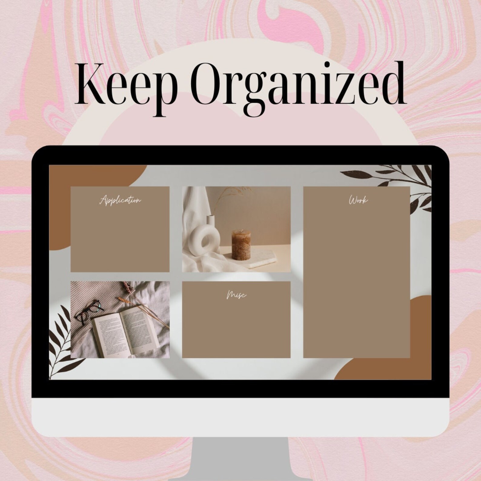 Desktop Organizer Boho Desktop Backgrounds Minimalist Desktop ...