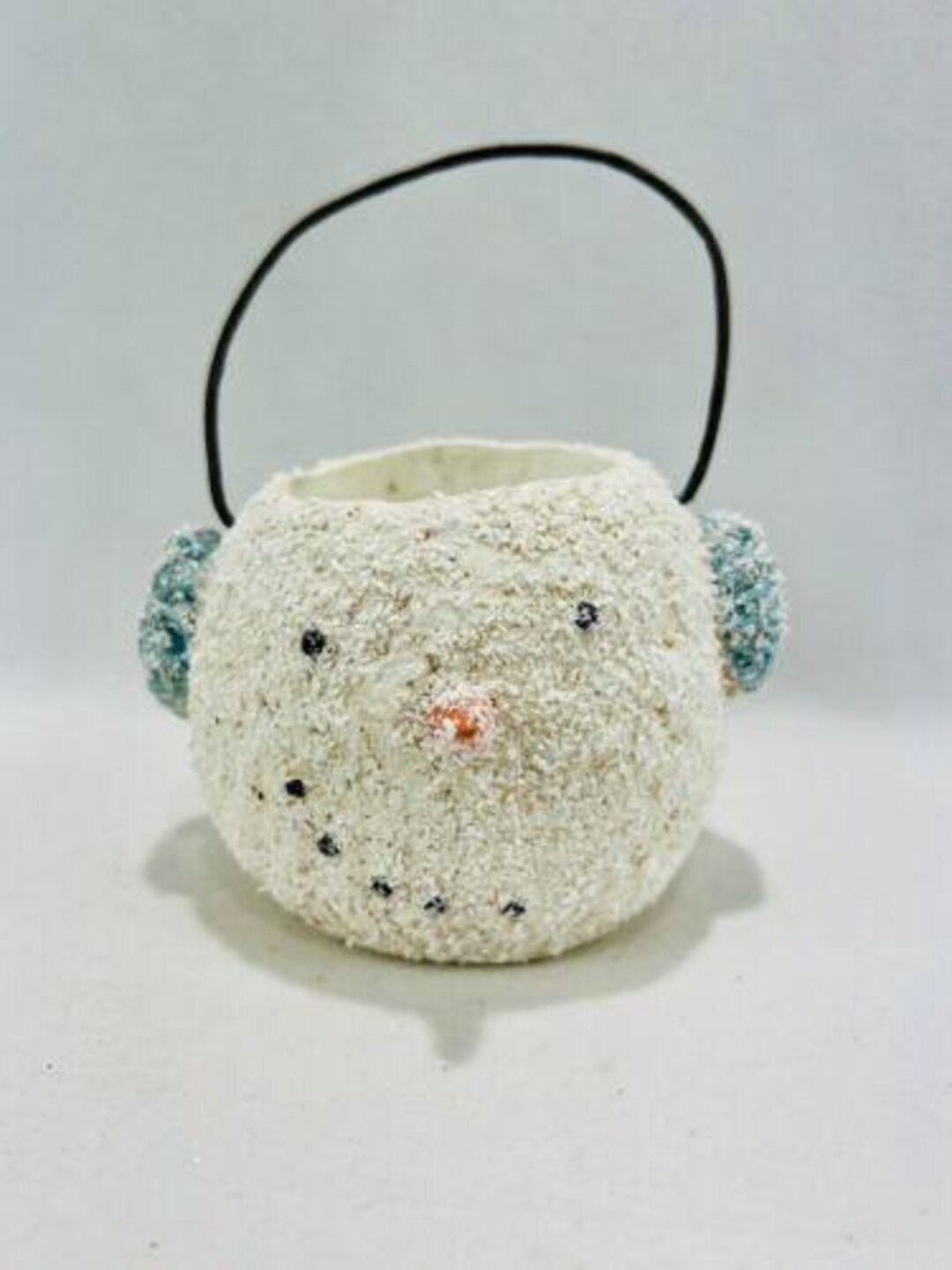 Vintage Snowman Head Christmas Candy Container Bucket Pail Midwest ...