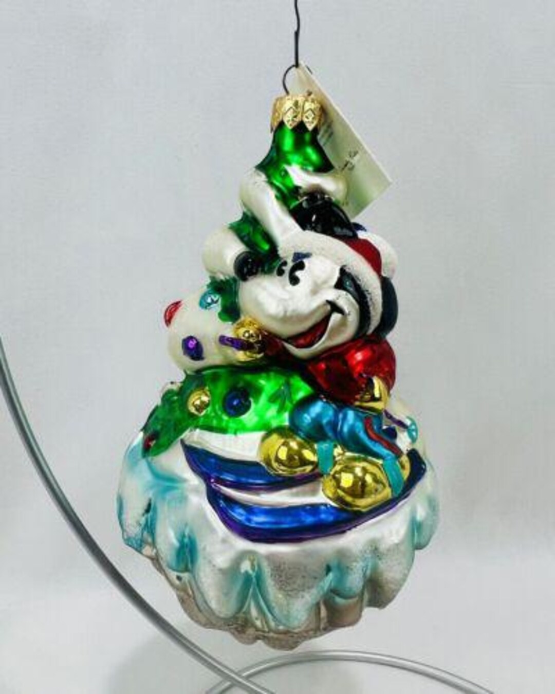 1997 Christopher Radko Mickey Mouse Downhill Ski Disney Glass Christmas ...