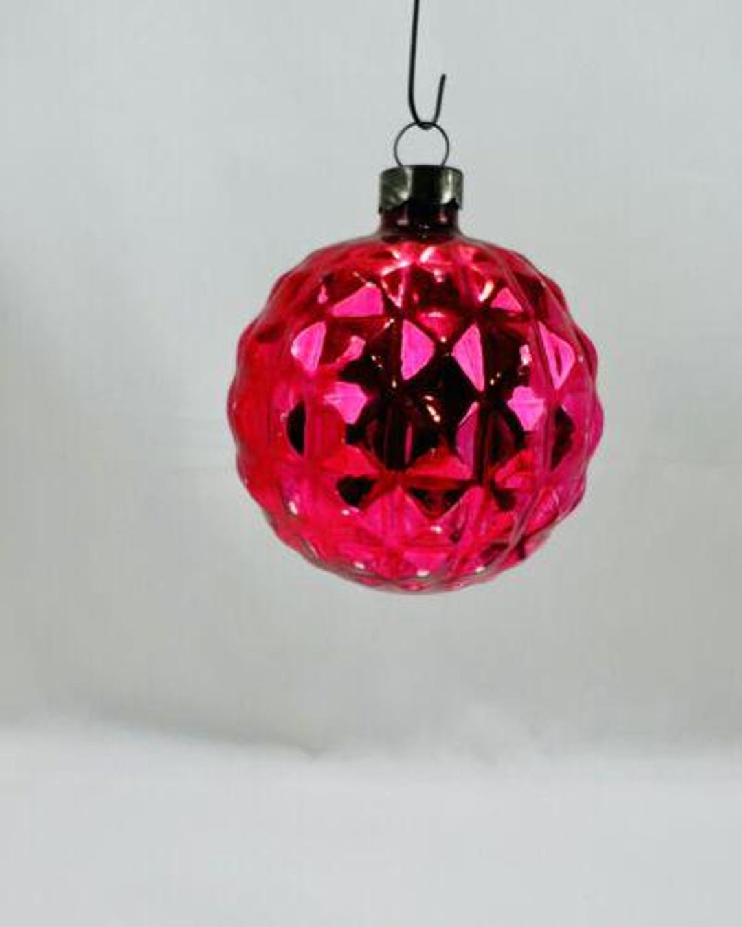 Vintage Pink Bumpy Square Pyramid Texture Disco Ball Glass Christmas ...