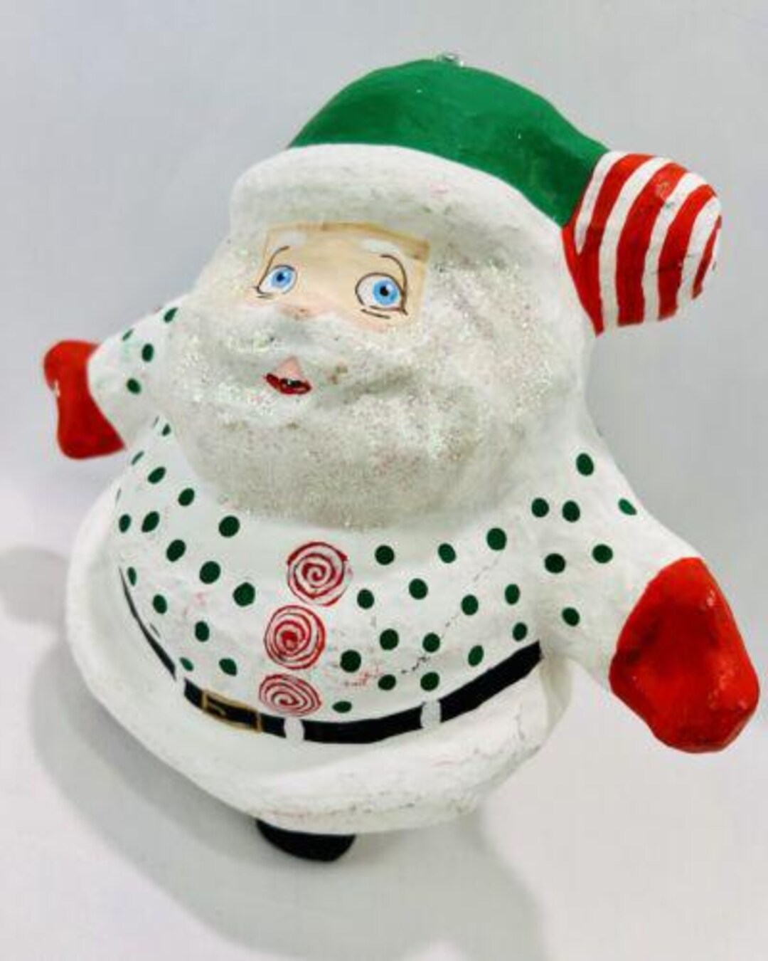 Rare Department 56 Paper Mache Jolly Polka Dot Santa Claus Christmas ...