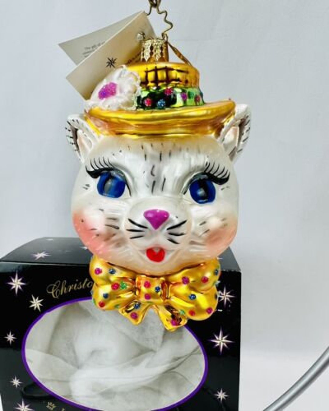 Radko Mewsette Cat Spring Flower Hat Polka Dot Bowtie - Etsy