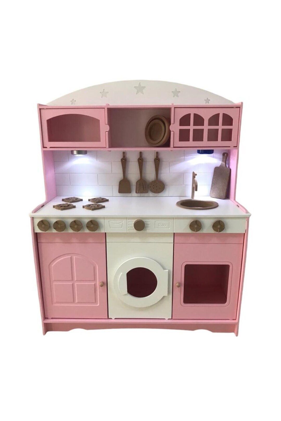 Pink Wooden Kids Kitchen Playset, Montessori Pretend Cooking Set for ...