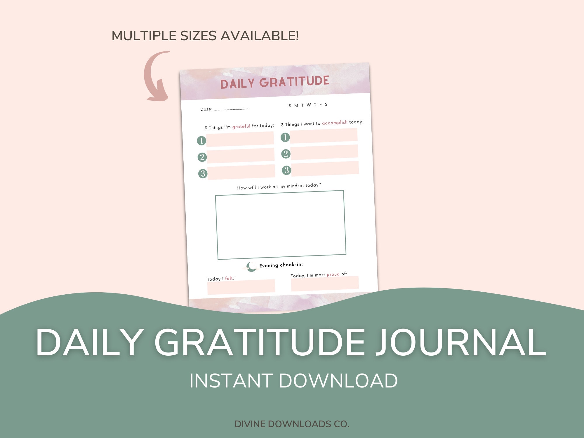 Gratitude Journal Printable | Daily Gratitude | Gratitude Planner ...