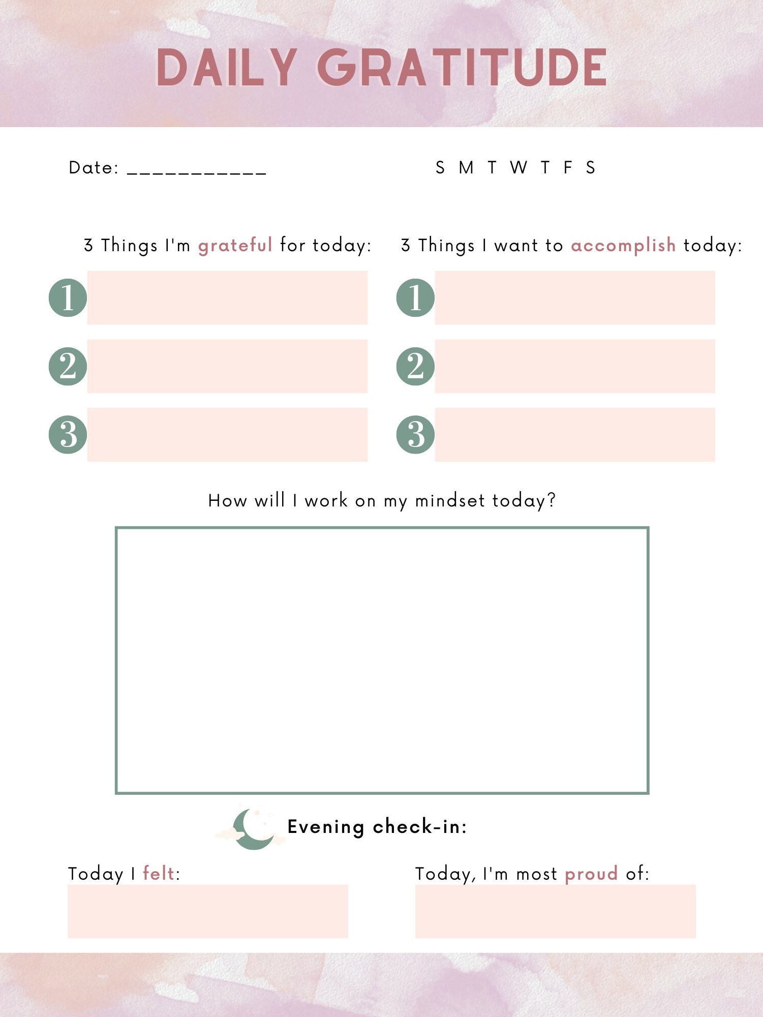 Gratitude Journal Printable | Daily Gratitude | Gratitude Planner ...
