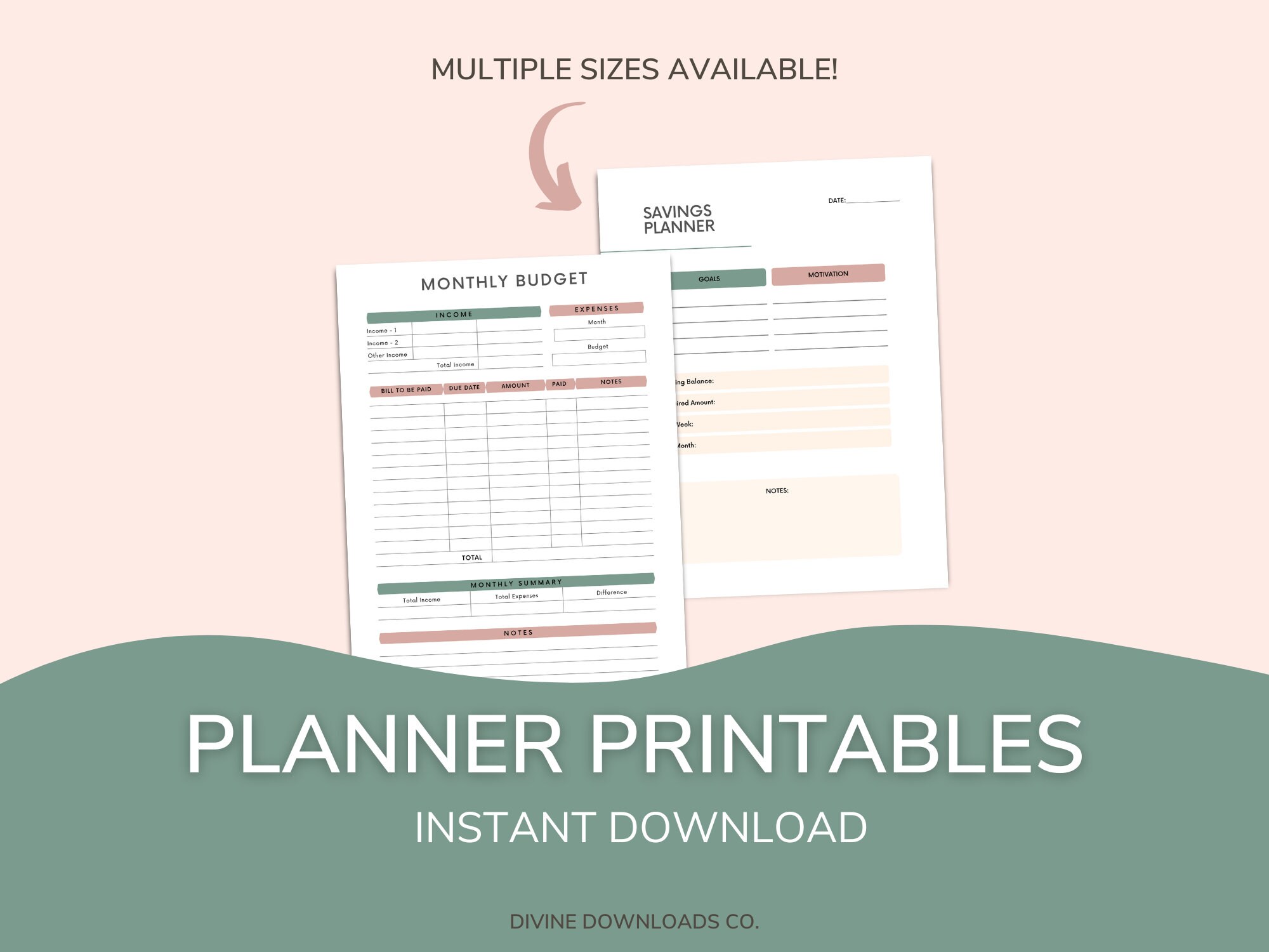 Monthly Budget Planner Sheet, Digital Download, Printable, Budget ...
