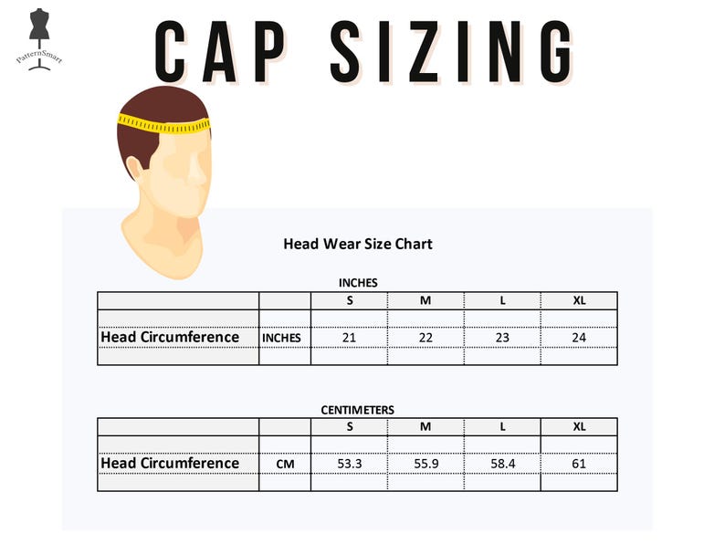Extra Long Brim Baseball Cap 4 Head Sizes Sewing Pattern: Easy DIY (PDF ...