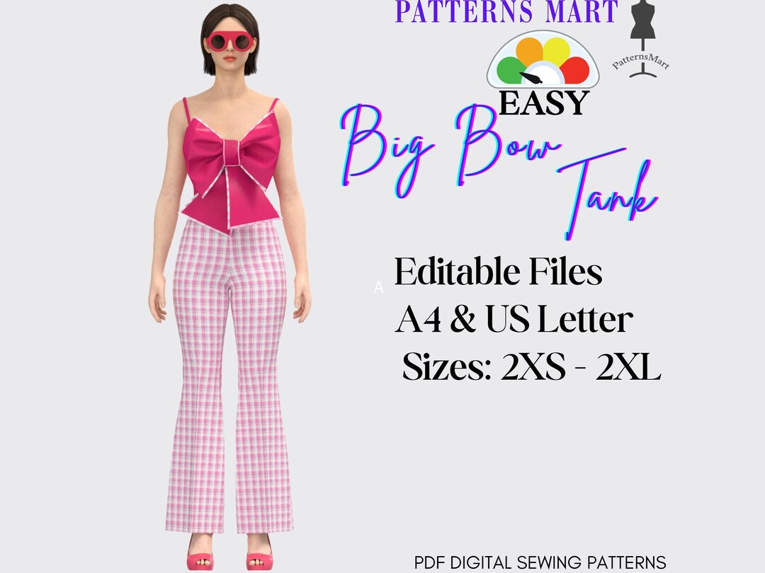 Bow Tank Top Sewing Pattern: Party Outfit DIY (PDF Download) - Etsy