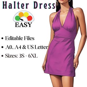 Halter Dress Sewing Pattern: Party Dress DIY (PDF Download) - Etsy
