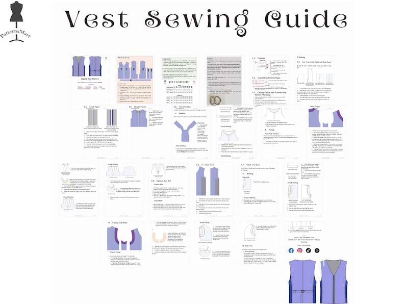 Men's Vest Sewing Pattern: Zippered V-neck, Sizes S-6XL (PDF Download ...
