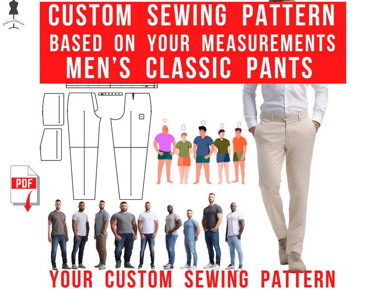 Custom Classic Pants Sewing Pattern: DIY Trousers (PDF Download) - Etsy