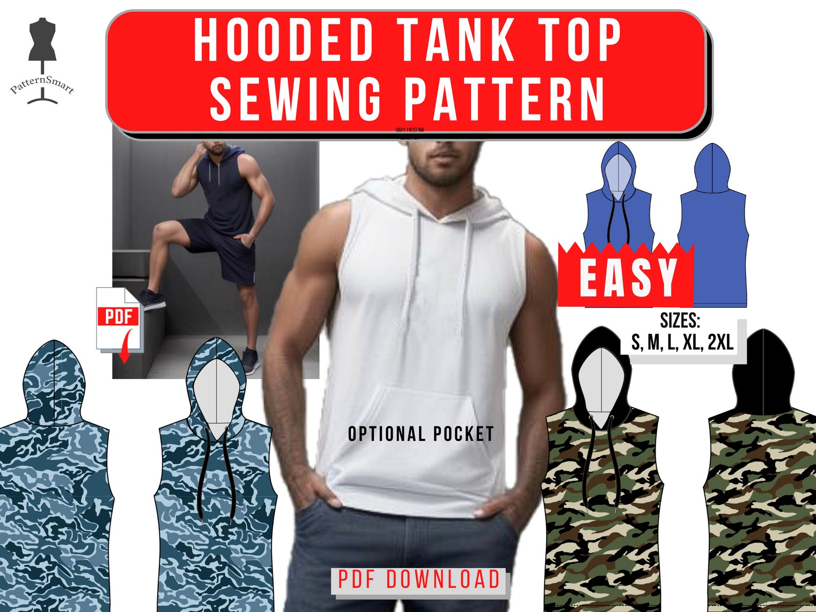 Men's Hooded Tank Top Sewing Pattern: Sport, Boho (PDF Pattern) - Etsy