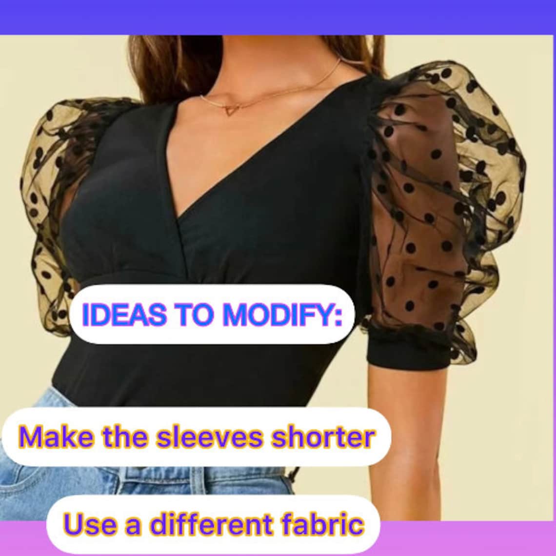 Top With Puffed Sleeves Pattern PDF Download to Sew Dress - Etsy