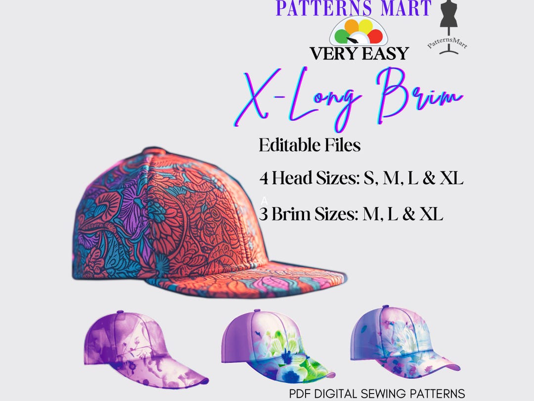 Extra Long Brim Baseball Cap Sewing Pattern: Easy DIY (PDF Download) - Etsy
