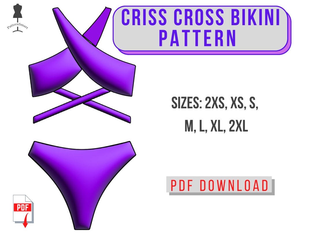 Bikini Criss Cross Halter Swimwear Pattern PDF (Instant Download) - Etsy