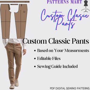 Your Custom Classic Pants Trousers Pattern to Sew Diy Based on Your ...